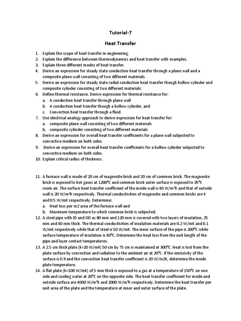 Tutorial 7 1 Pdf Heat Transfer Thermal Conduction