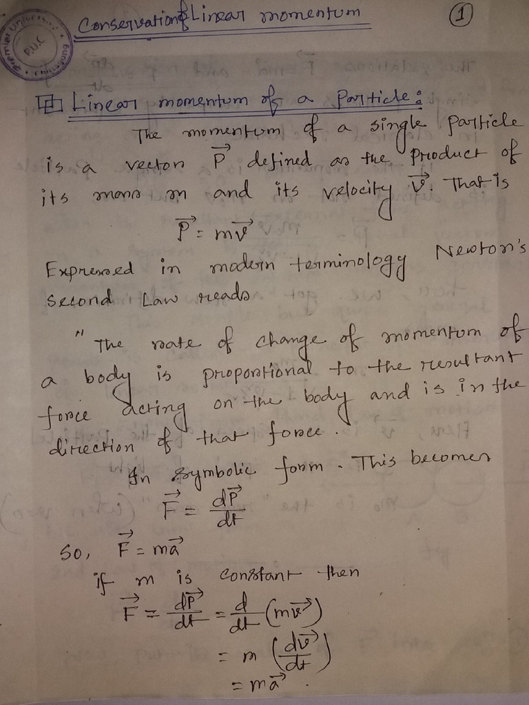 Conservation of Linear Momentum | PDF