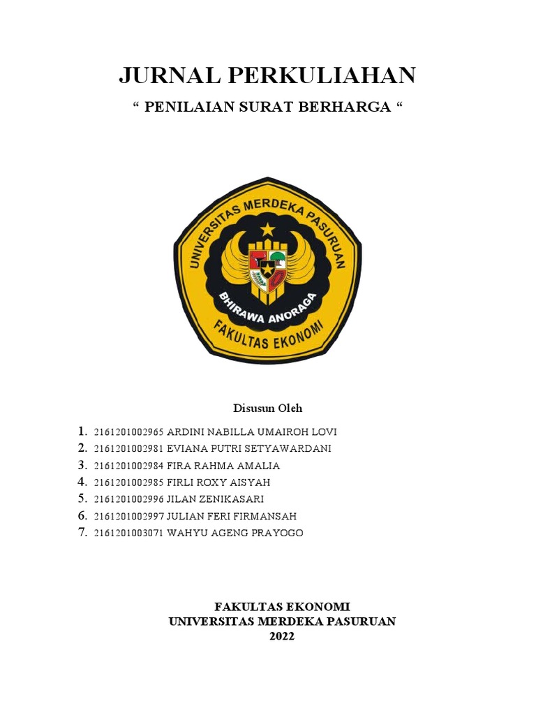 Jurnal Perkuliahan Penilaian Surat Berharga | PDF | Pengelolaan ...