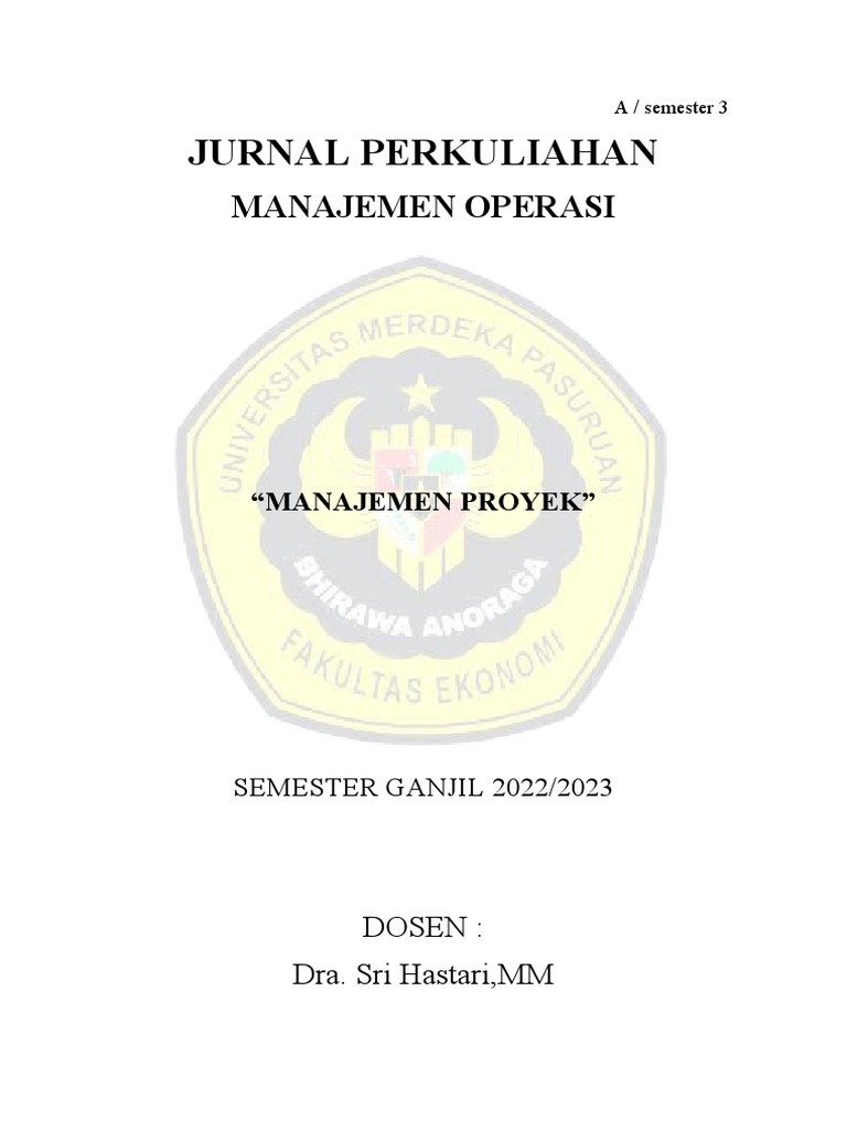 Jurnal Perkuliahan Manajemen Proyek | PDF | Seni