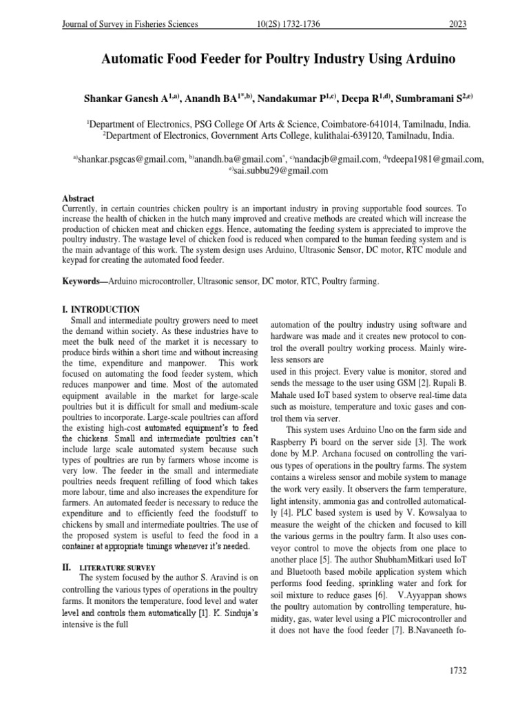 Automatic Food Feeder For Poultry Industry Using Arduino | PDF | Wireless Sensor Network ...