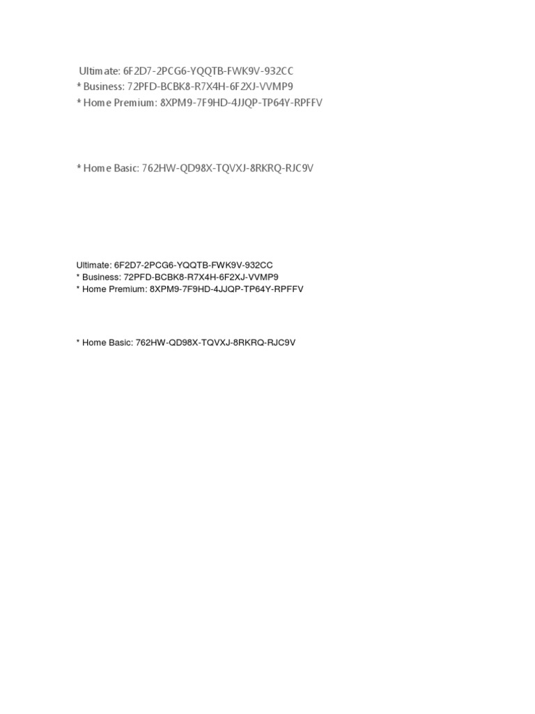Windows Product Keys List | PDF