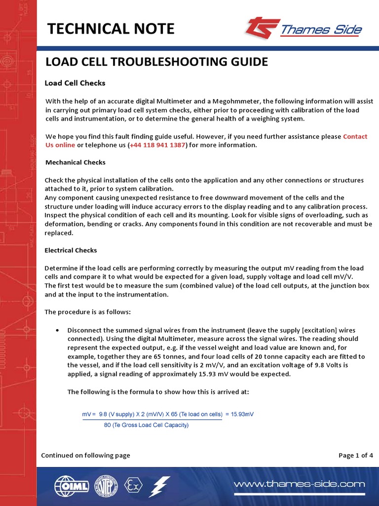 Technical Note - Load Cell Troubleshooting - v1 - February 2016 | PDF ...