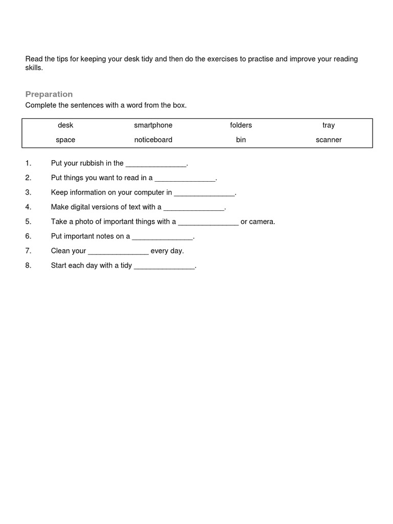 7 Tips For A Tidy Desk | PDF | Desk | Manufactured Goods