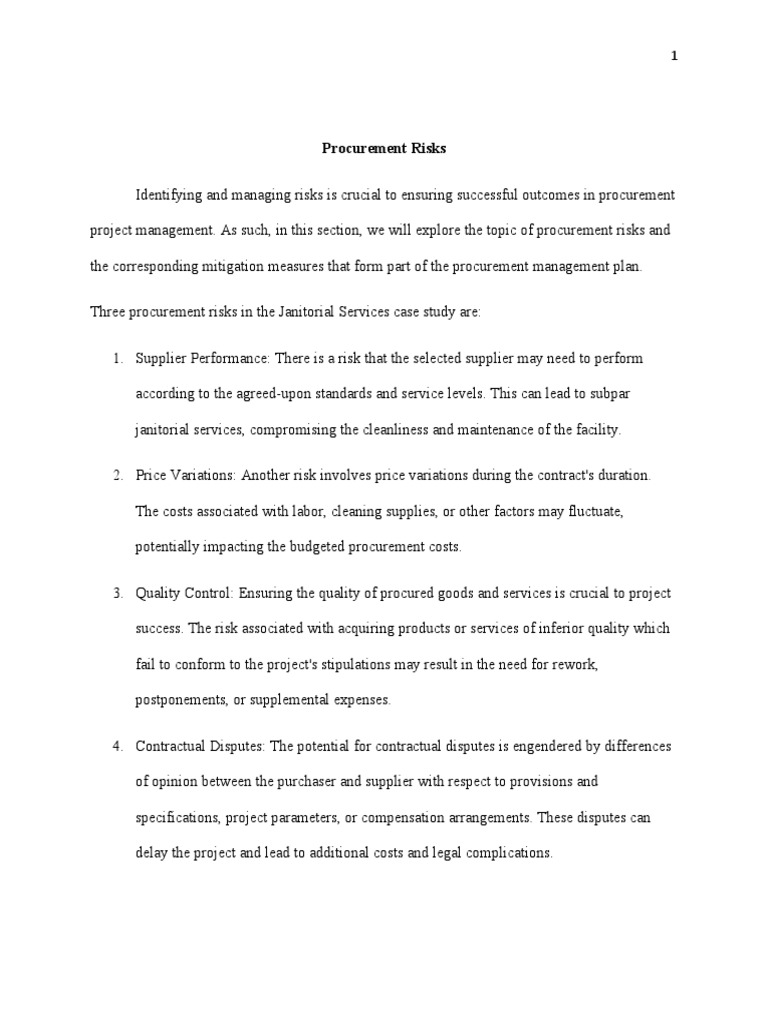 Procurement Risks | PDF | Procurement | Risk