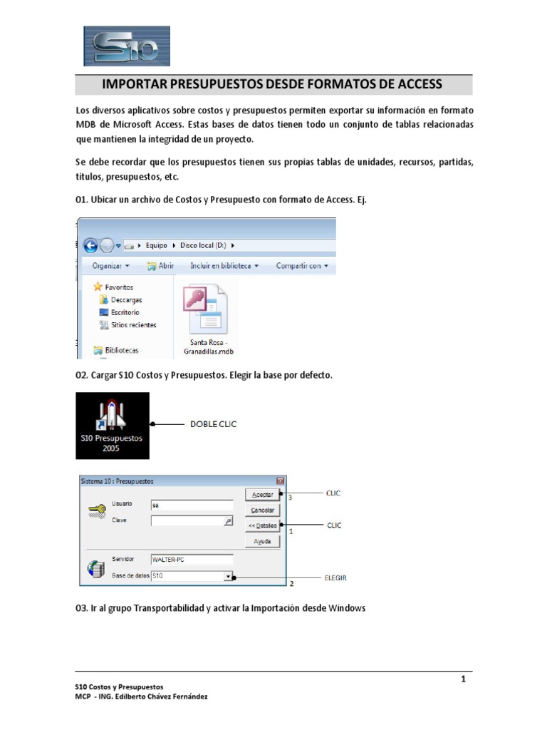 Sesión 04 - Parte 02 Importar Presupuestos Desde Formatos de Access Xmmsyno | PDF | Microsoft ...