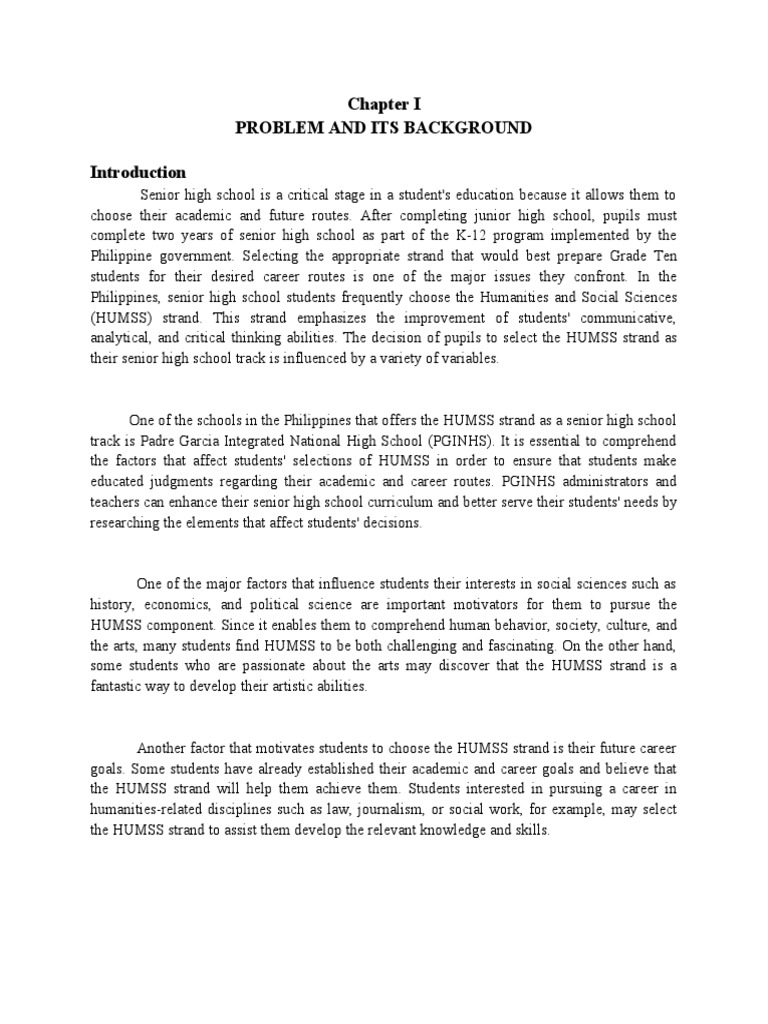 Factors Influencing Grade Ten Students of PGINHS on choosing HUMSS ...