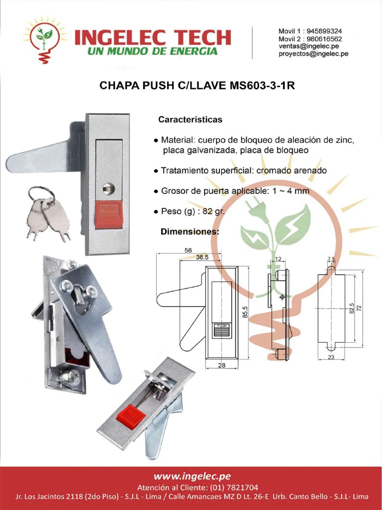 Chapa Push MS603-3-1R | PDF