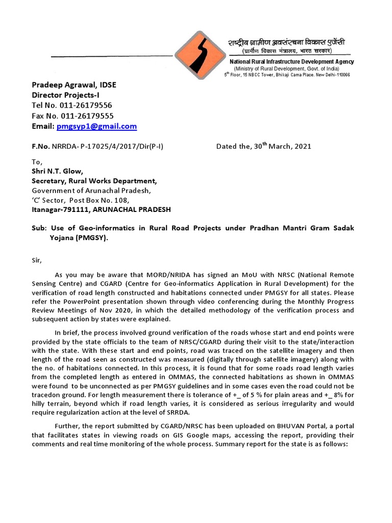 Signed Arunachal Pradesh Geoinformatics Letter | PDF