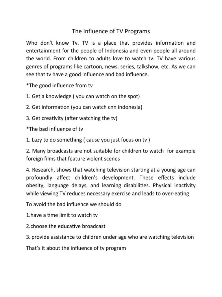 The Influence of TV Programs | PDF