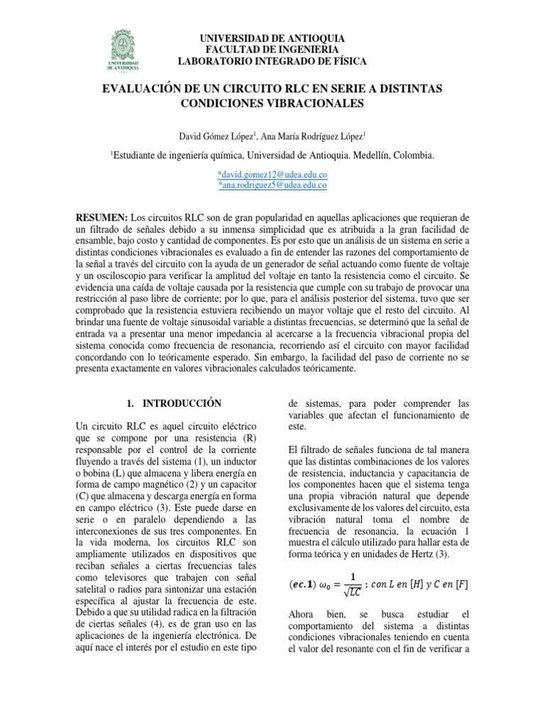 Circuito RLC | PDF | Resonancia | Inductor