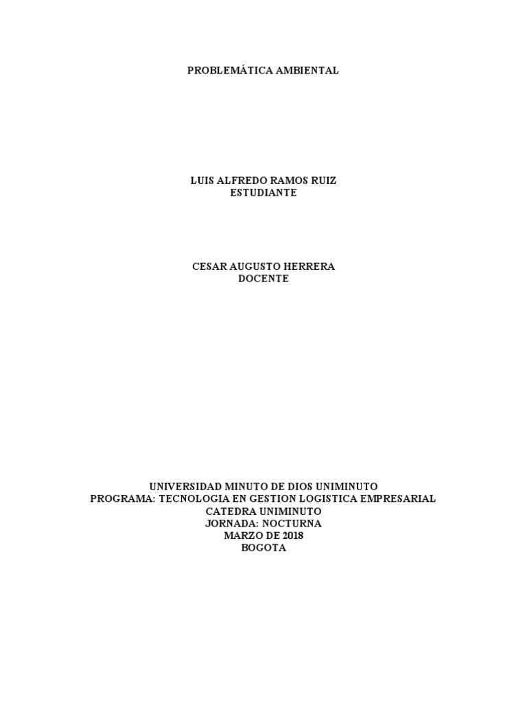 Catedra Uniminuto Problematica Ambiental | PDF