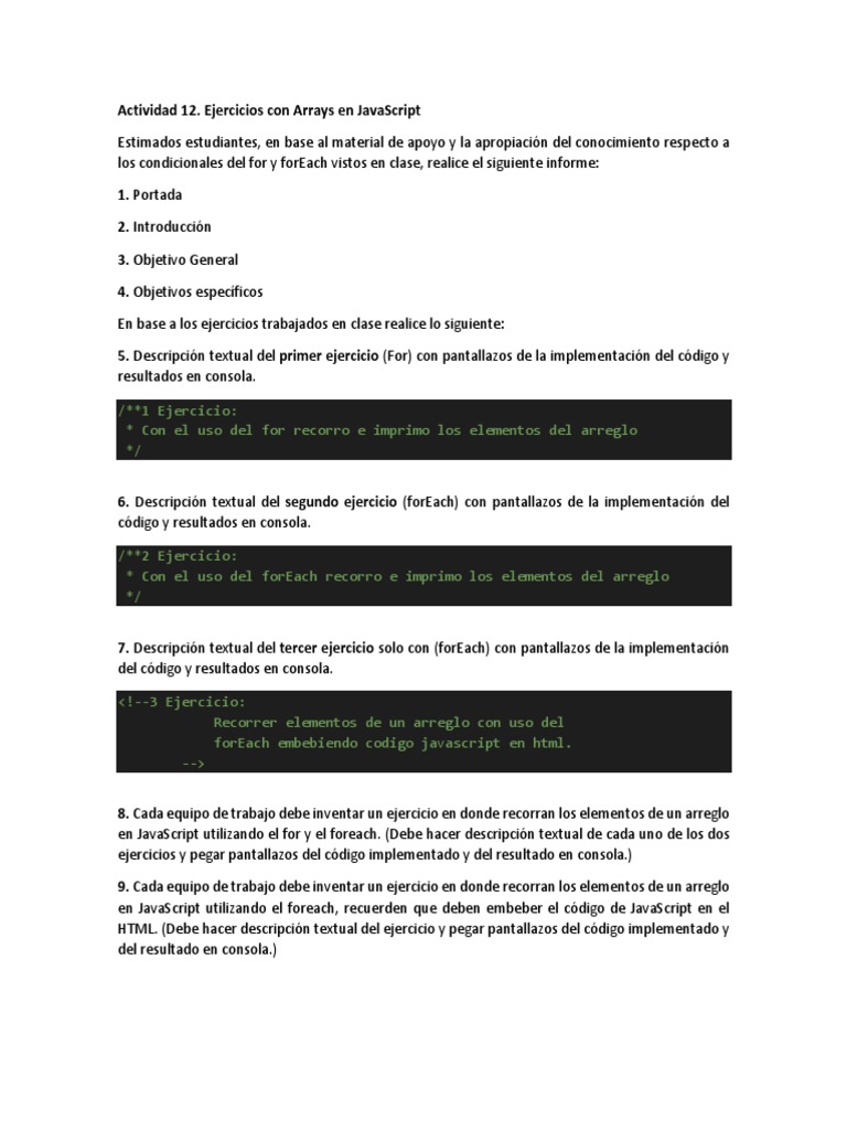 Actividad 12 Ejercicios Con Arrays | PDF