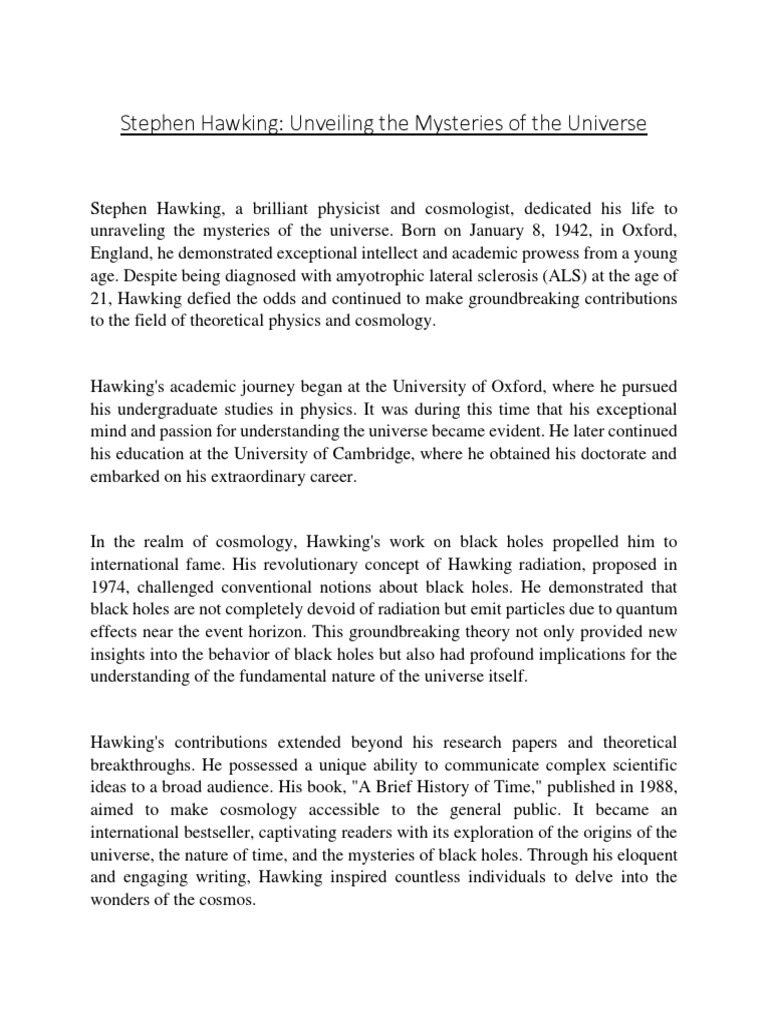 Stephen Hawking | PDF | Stephen Hawking | Physics