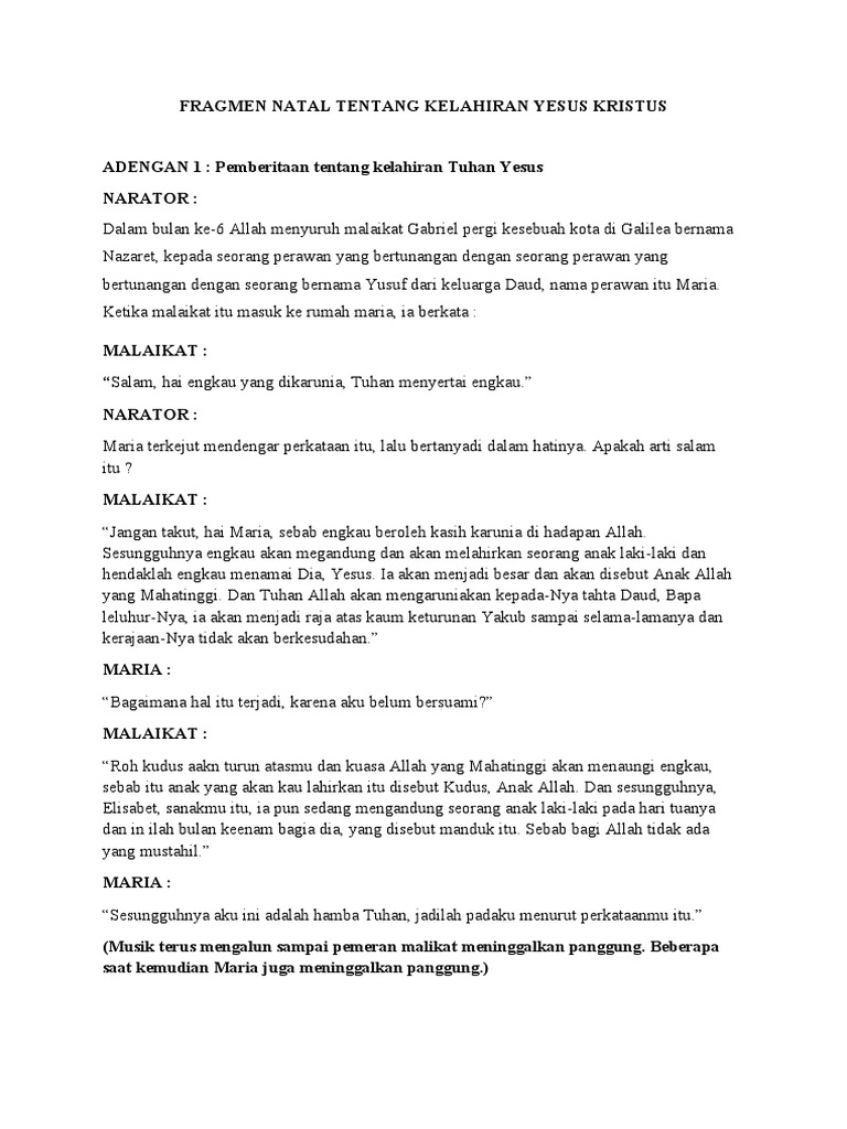 Fragmen Natal Tentang Kelahiran Yesus Kristus | PDF | Ilmu Sosial ...