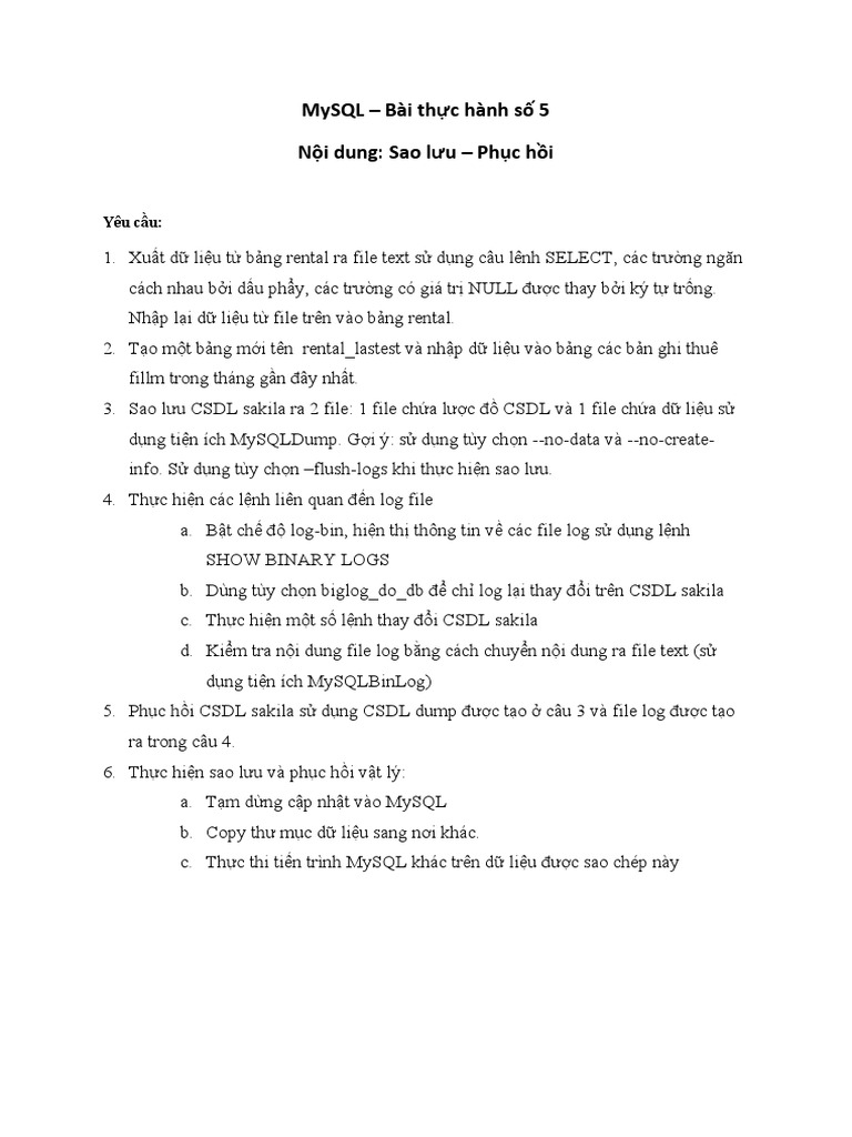 Lab 05 Backup Restore | PDF