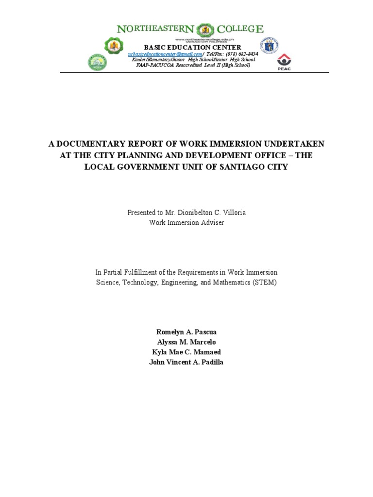 Work Immersion Portfolio | PDF | Learning | Sustainability