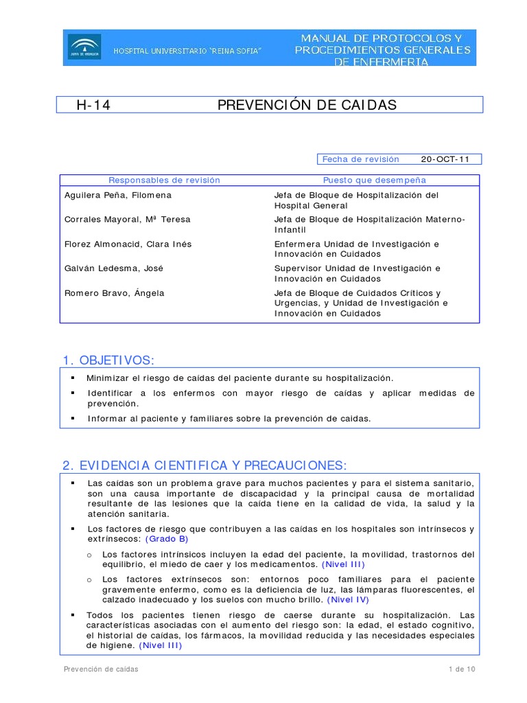 h14 Prevencion Caidas | PDF | Hospital | Medicamentos con receta