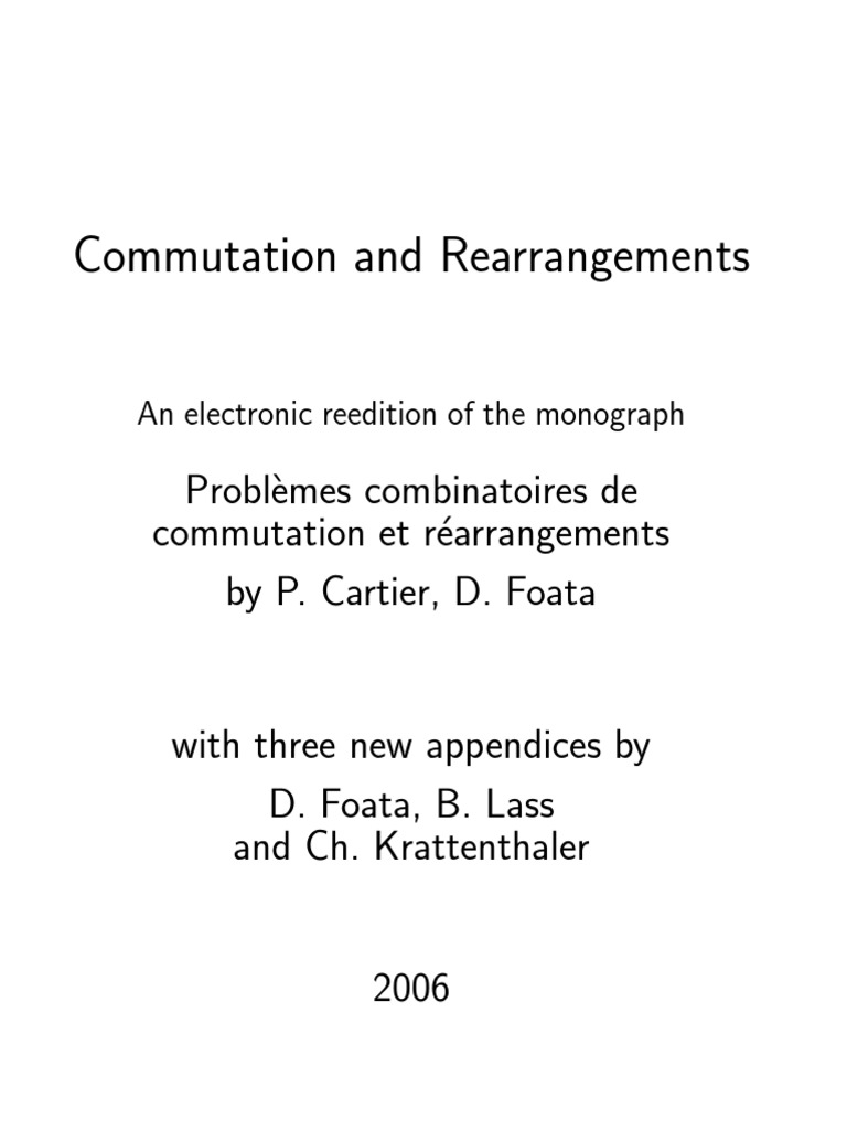 P. Cartier, D. Foata (Auth.) - Problèmes Combinatoires de Commutation ...