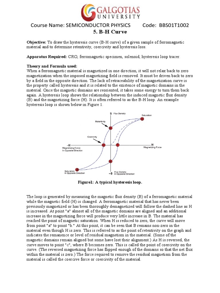 B-H Curve | PDF | Hysteresis | Ferromagnetism