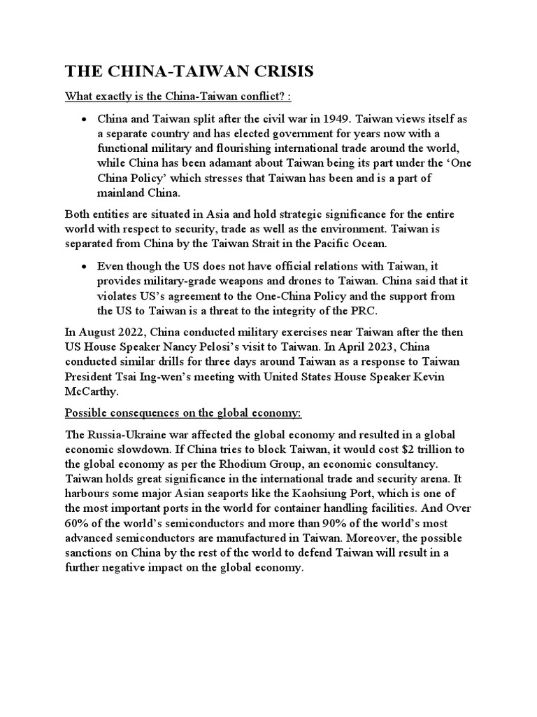 The China-Taiwan Crisis | PDF | Taiwan | China