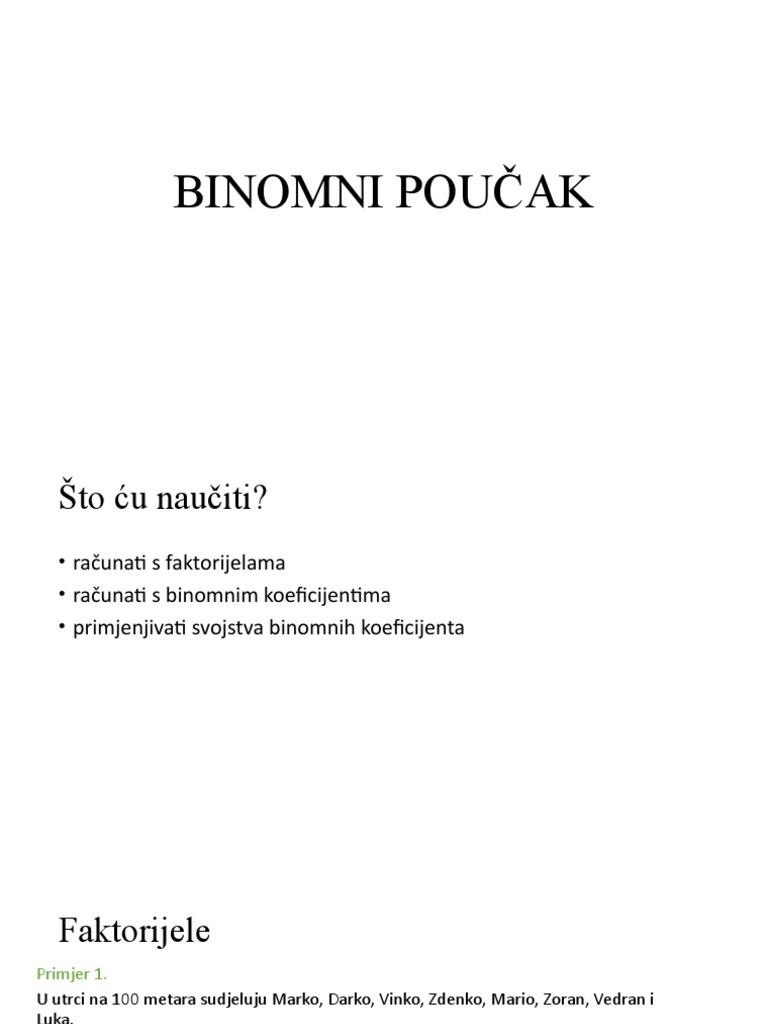 1..2. Binomni Poučak | PDF