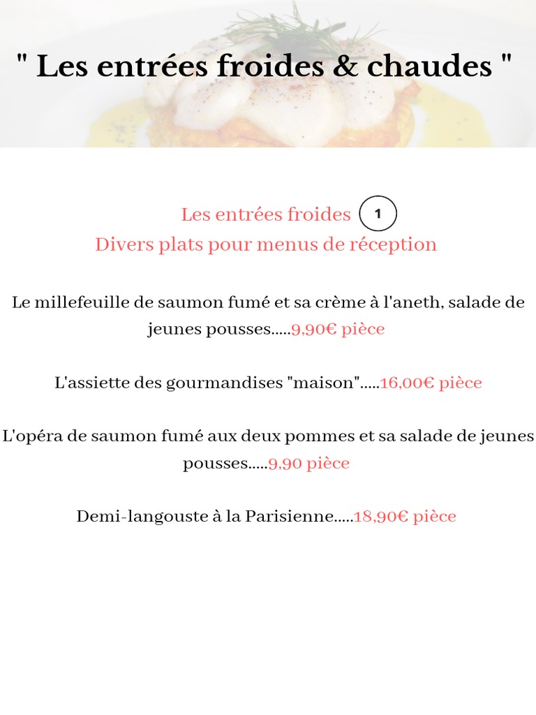 Les Entrees Froides Chaudes3 | PDF