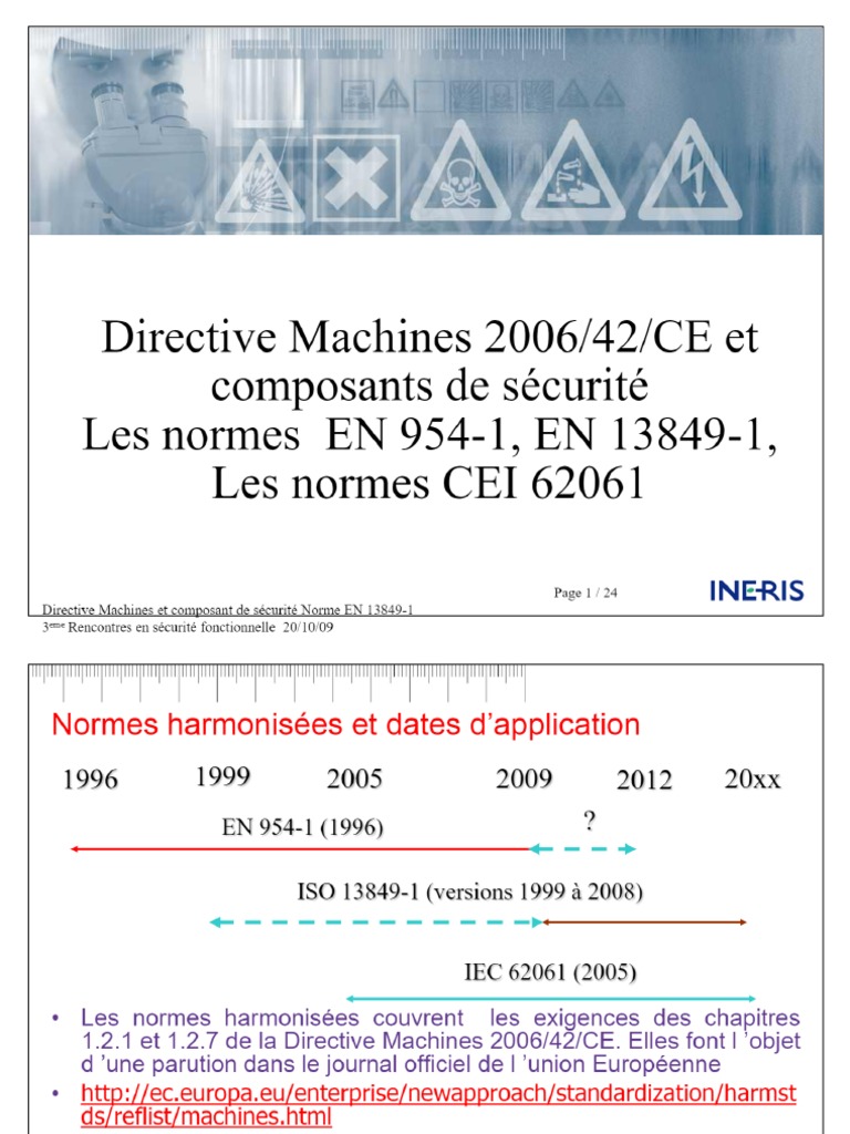 Directive Machines 2006 - 42 - CE Et Composants de Sécurité Les Normes ...