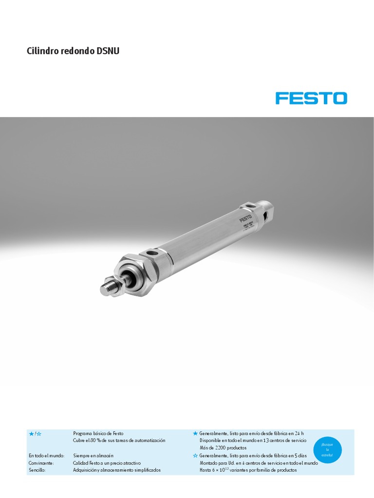 FESTO-Cilindro Doble efecto-DSNU ES-LG | PDF | Ciencias fisicas | Rieles