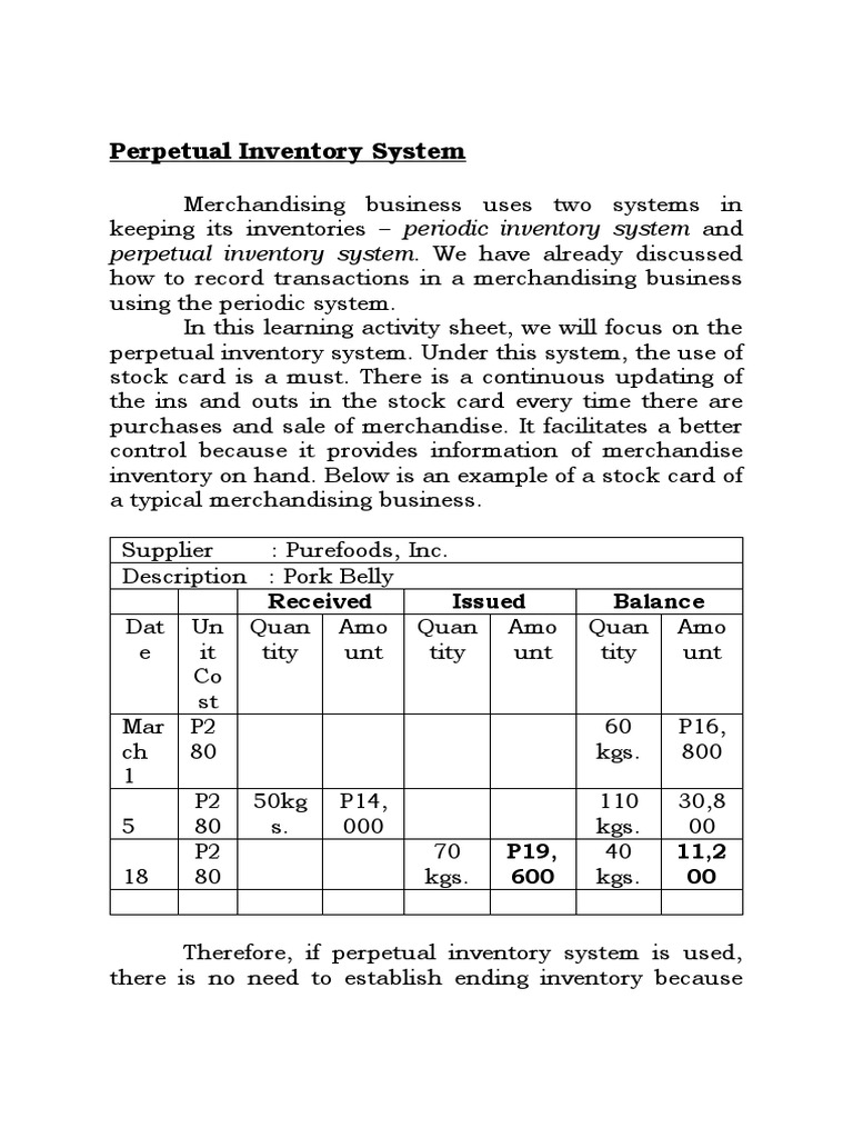 Perpetual Inventory System | PDF | Private Law | Financial Economics