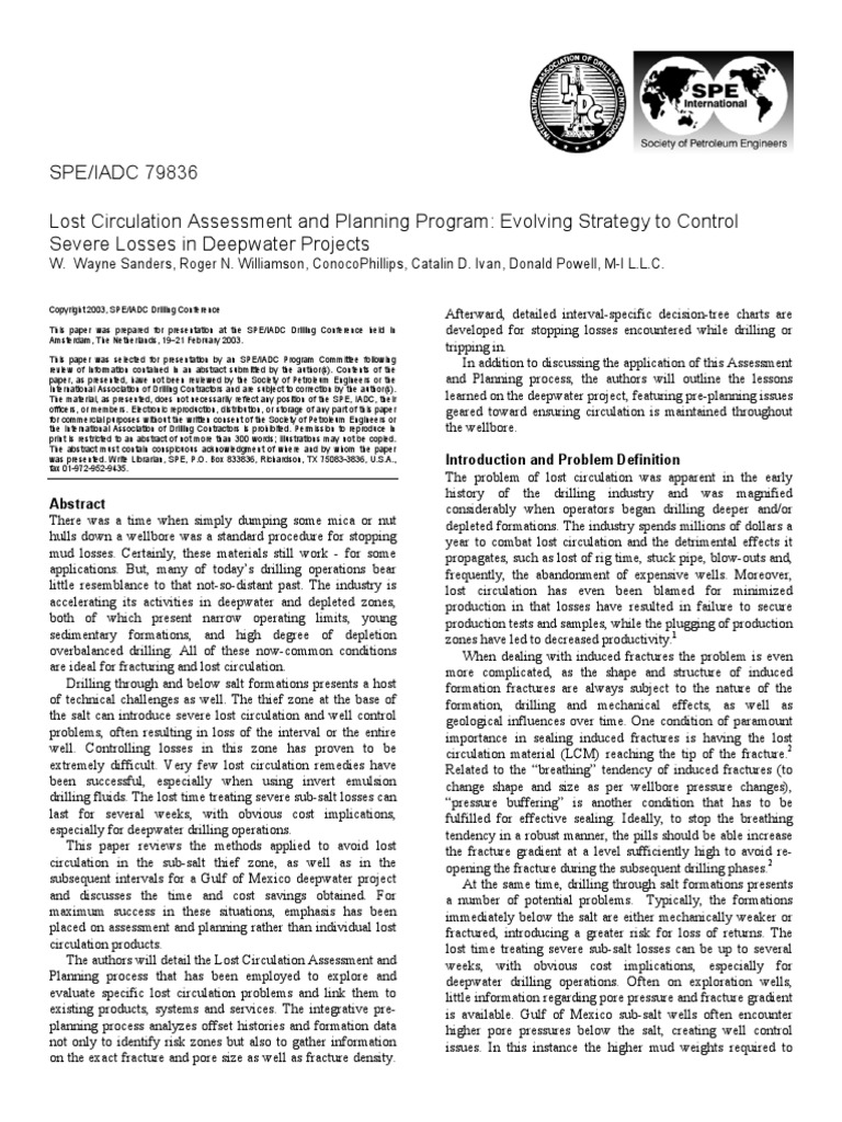 SPE/IADC 79836 Lost Circulation Assessment and Planning Program ...