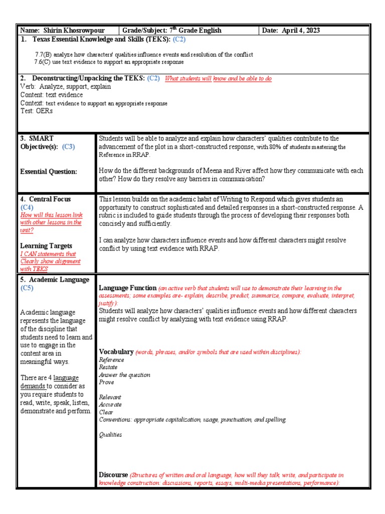 Edtpa Lesson Plan Guide LPG 1 | PDF | Learning | Teachers