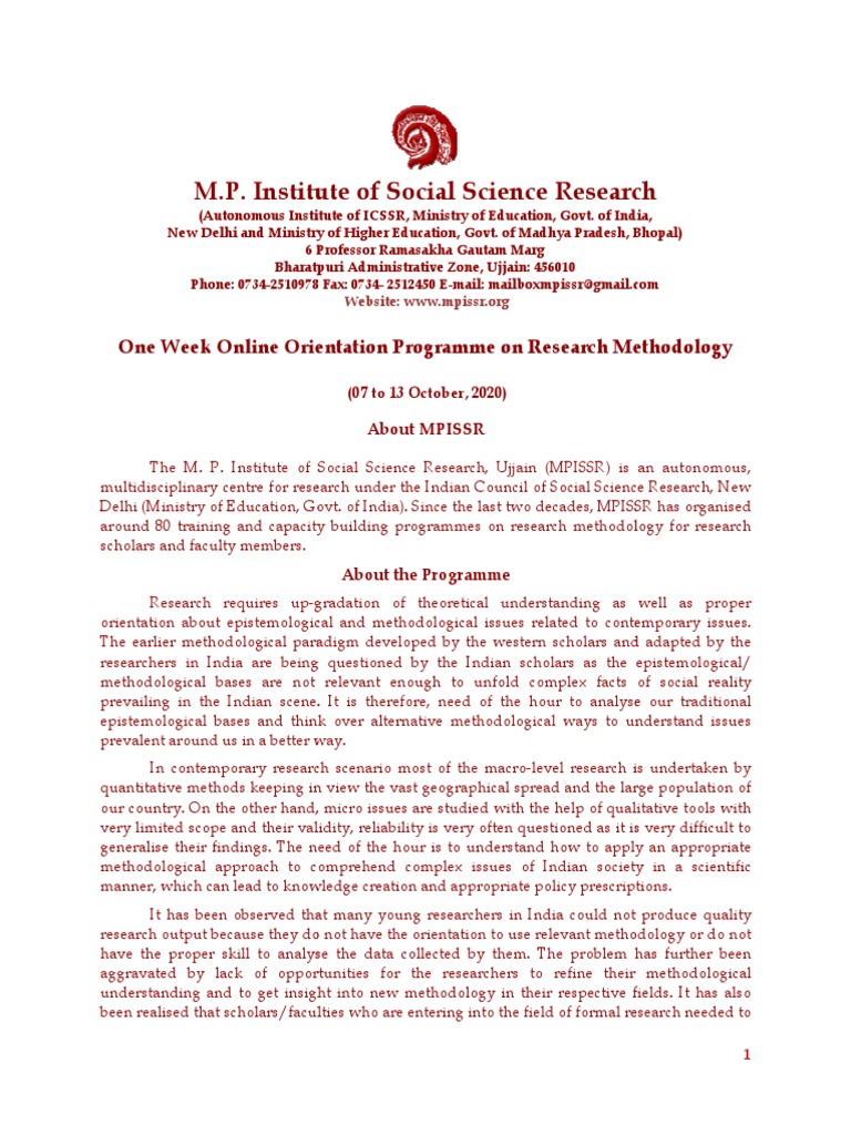 Revised Orientation Final Programme Brochure | PDF | Methodology | Qualitative Research