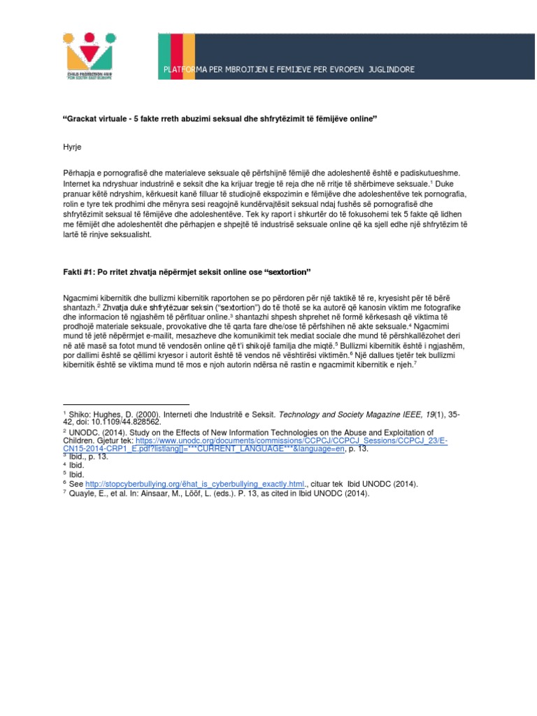 Grackat Virtuale - 5 Fakte Rreth Abuzimi Seksual Dhe Shfrytëzimit Të ...