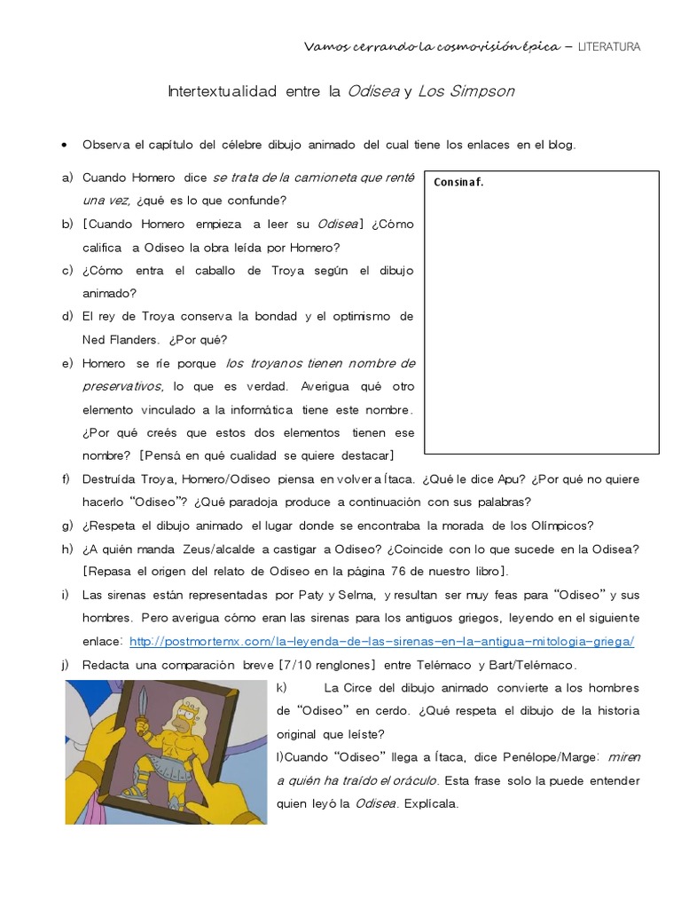 Intertextualidad Entre La Odisea y Los Simpson | PDF