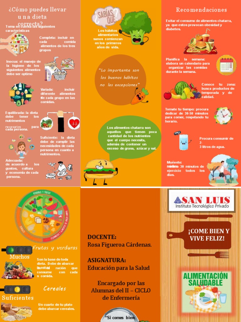 TRIPTICO Alimentación Nutritiva | PDF | Alimentos | Dieta