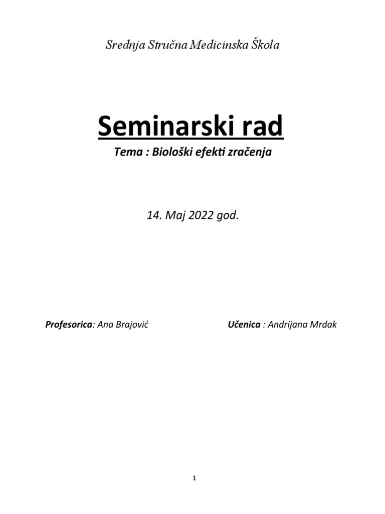 Seminarski Rad - Ekologija | PDF