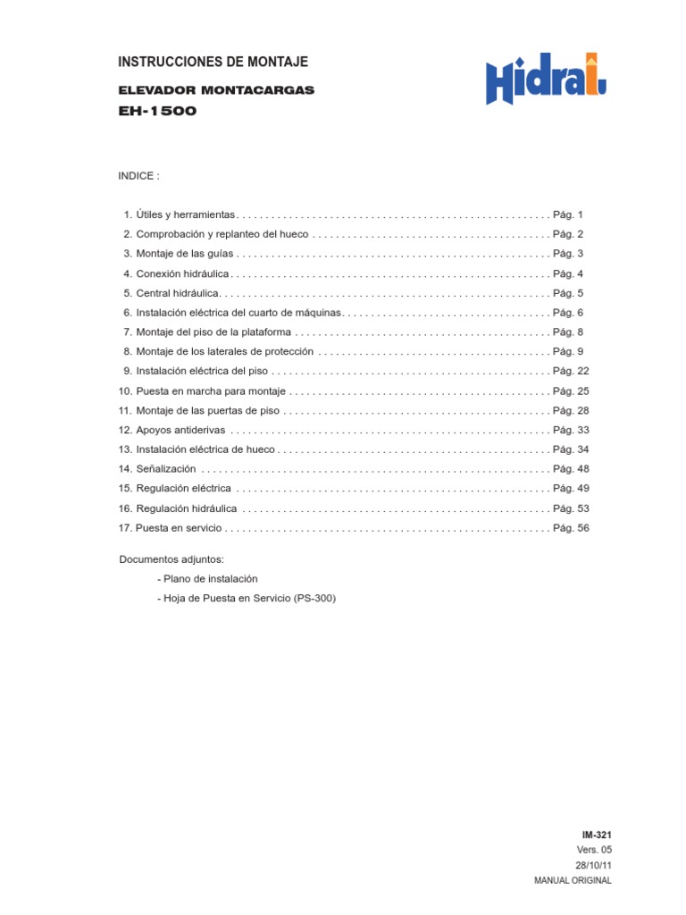 Hidral EH 1500 Manual Montaje v5 | PDF | Tornillo | Arandela (Hardware)
