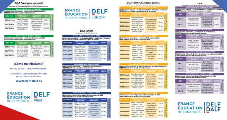 Calendrier DELF DALF 2023 Instituto de Lengua Francesa de Sevilla | PDF
