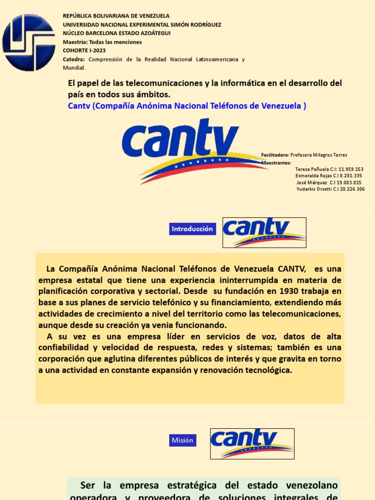 Presentacion Cantv | PDF | Telecomunicaciones | Tecnología de ...