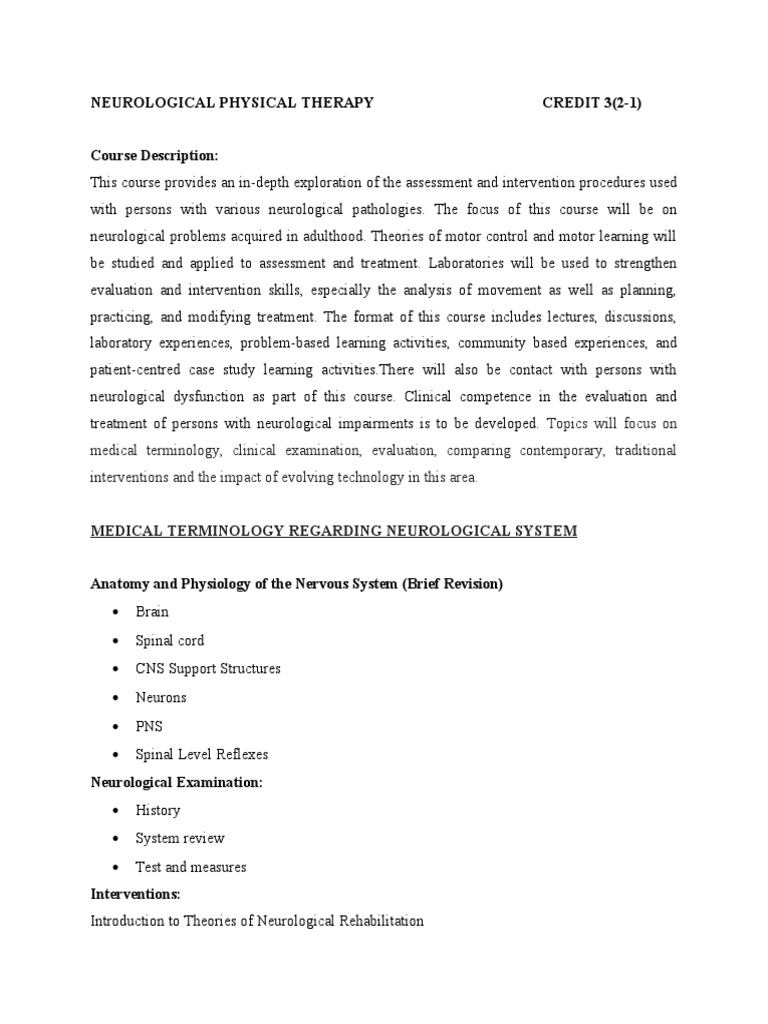 NEUROLOGICAL PHYSICAL THERAPY | PDF | Neurology | Physical Therapy