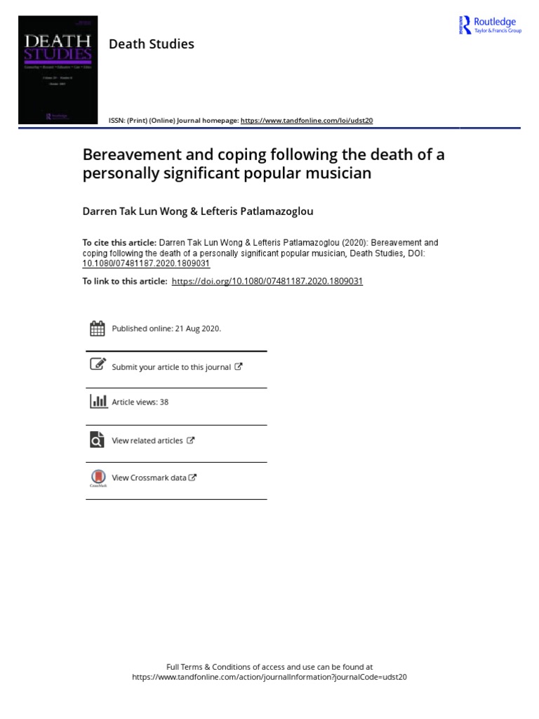 Bereavement Coping After Death of Popular Figure | PDF | Grief | Social ...