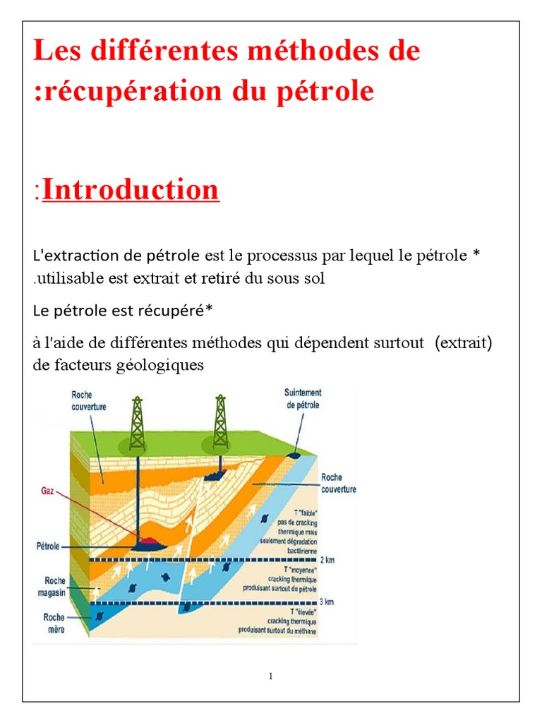 Les Différentes Méthodes de Récupération Du Pétrole | PDF | Extraction ...