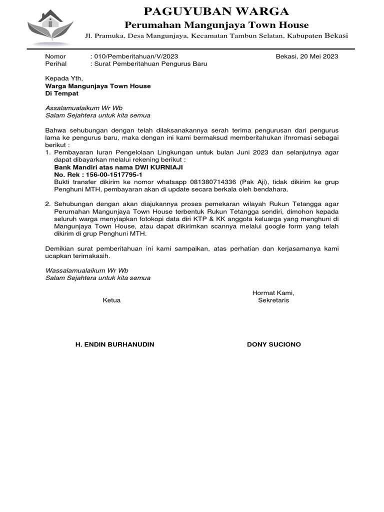 001 - Surat Pemberitahuan Warga | PDF