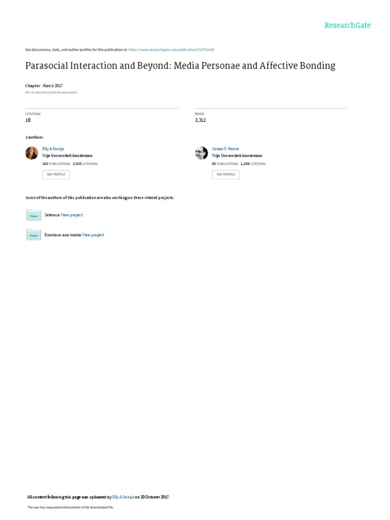 Parasocial Interaction and Affective Bonding | PDF | Cognition | Psychology