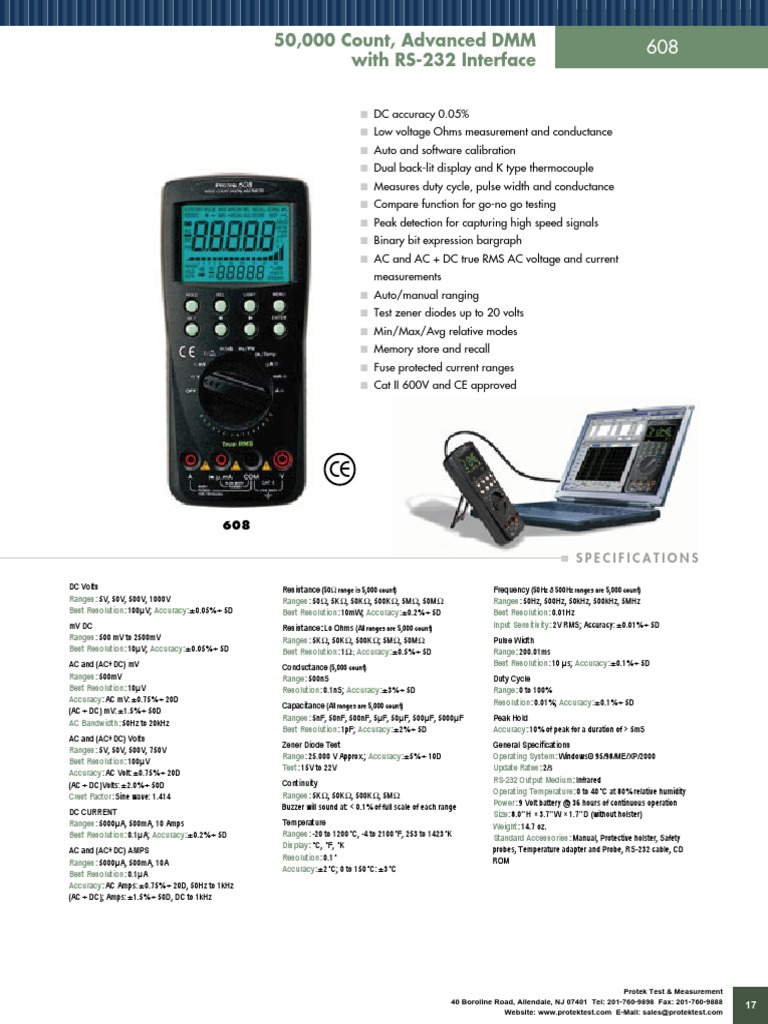 50,000 Count, Advanced DMM With RS-232 Interface: K K K K K K K K K K K ...