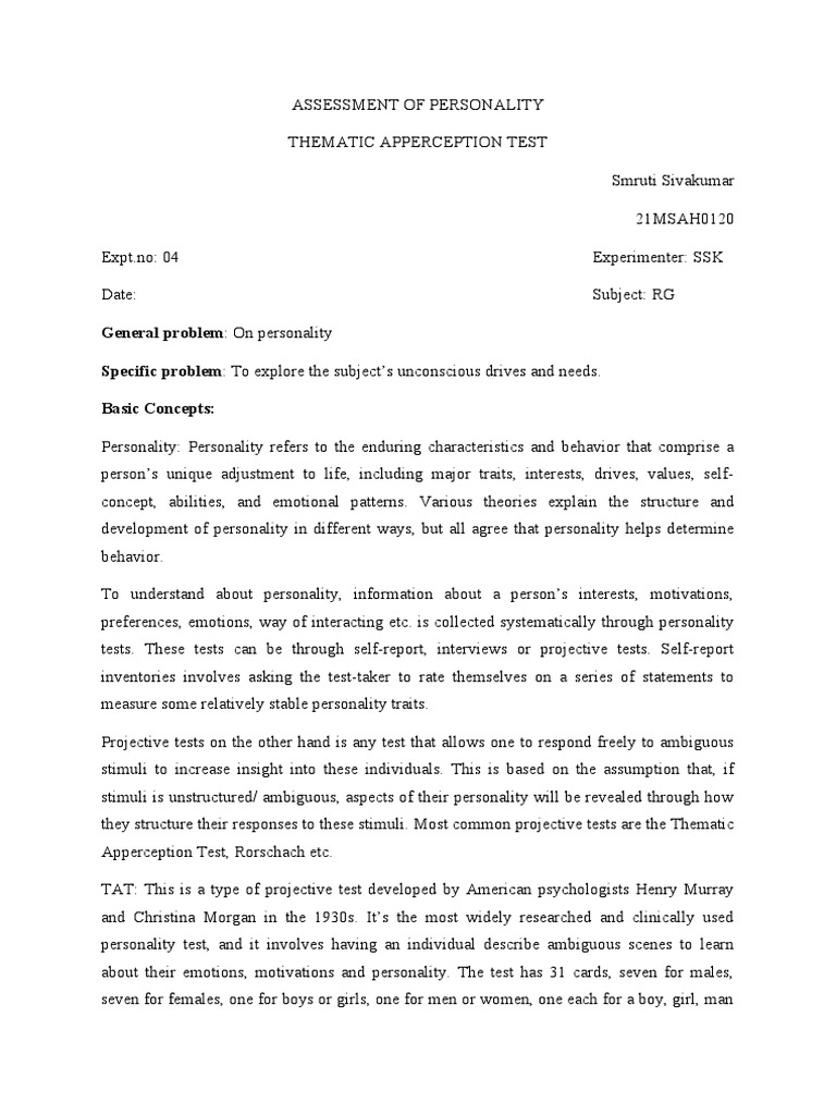 Tat Record - Smruti Sivakumar | PDF | Psychology | Psychological Concepts