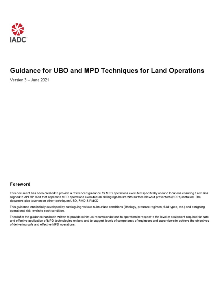 IADC Guidance For UBO and MPD Techniques Land Operations 06 29 21 v3 ...