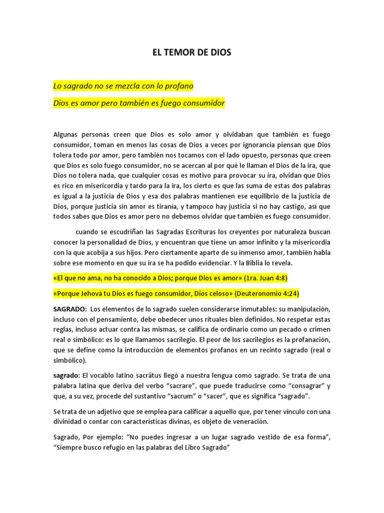 El Temor de Dios | PDF | Amor | Dios