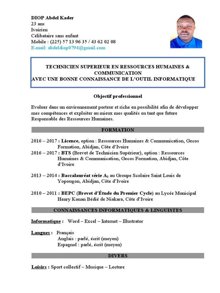 CV Technicien RH et Communication | PDF | Évolution de carrière ...